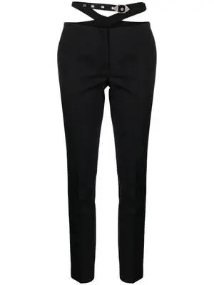 Attico Waist-strap Wool Trousers - Black