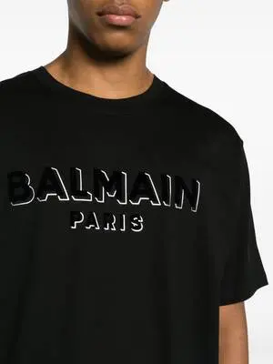 Balmain Flocked-logo Cotton T-shirt