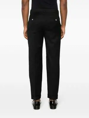 Balmain Tapered Wool Trousers - Black