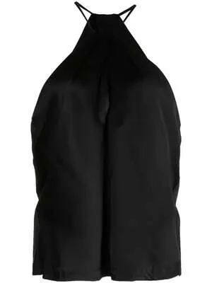 NILI LOTAN Edwige Halterneck Silk Top - Black