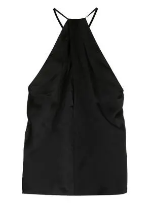 NILI LOTAN Edwige Halterneck Silk Top - Black
