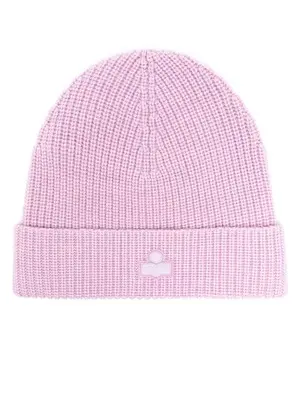 Isabel Marant Logo-embroidered Ribbed Beanie - Purple