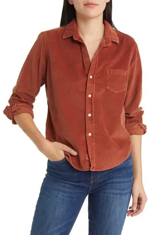 Frank & Eileen Barry Tailored Fit Corduroy Button-up Shirt - Rust