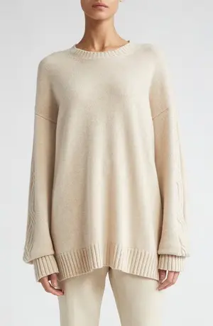 Max Mara Vicini Cable-knit Sleeve Cashmere Crewneck Sweater