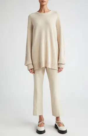 Max Mara Vicini Cable-knit Sleeve Cashmere Crewneck Sweater