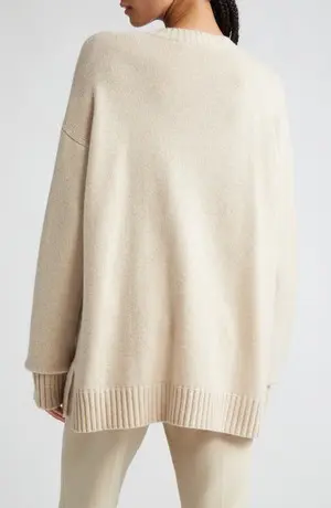 Max Mara Vicini Cable-knit Sleeve Cashmere Crewneck Sweater