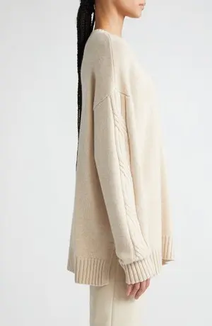 Max Mara Vicini Cable-knit Sleeve Cashmere Crewneck Sweater