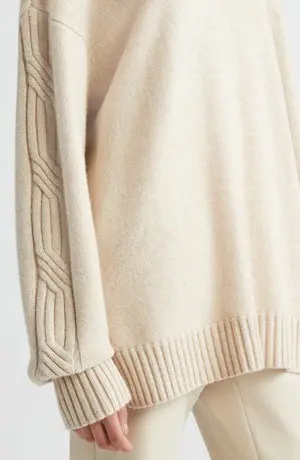 Max Mara Vicini Cable-knit Sleeve Cashmere Crewneck Sweater