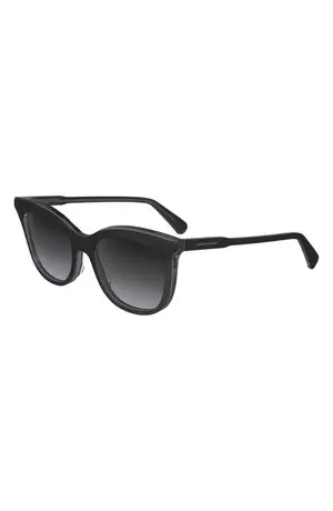 Longchamp 53mm Gradient Cat Eye Sunglasses - Black/ Grey