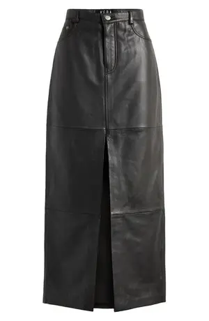 REFORMATION Veda Tazz Leather Midi Skirt