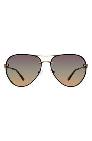Kurt Geiger Shoreditch 60mm Rimless Aviator Sunglasses - Gold Havana/violet Green