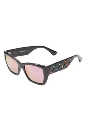 Kurt Geiger Rectangular Sunglasses - Black Opaque/rainbow