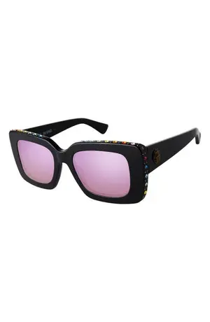 Kurt Geiger 52mm Embellished Square Sunglasses - Black/rainbow