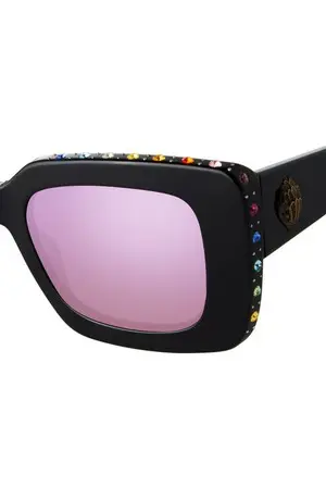 Kurt Geiger 52mm Embellished Square Sunglasses - Black/rainbow