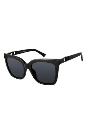 Kurt Geiger 53mm Polarized Cat Eye Sunglasses - Black/ Gray