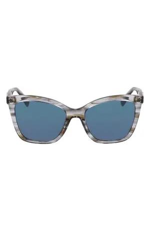 Longchamp Le Pliage 54mm Gradient Cat Eye Sunglasses - Striped Grey