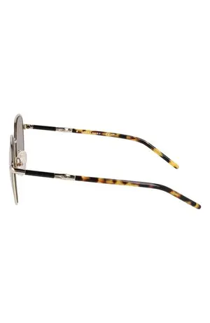 Longchamp 53mm Round Sunglasses - Gold/ Black