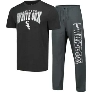 CONCEPTS SPORT Black Chicago White Sox Meter T-shirt & Pants Sleep Set - Charcoal