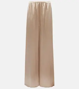 FERRAGAMO Satin Wide-leg Pajama Pants - Neutrals