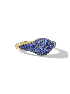 David Yurman Petite Pavé Pinky Ring In 18k Yellow Gold - Sapphire