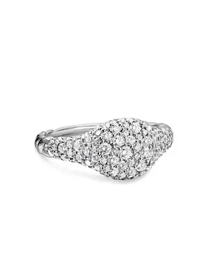 David Yurman Petite Pavé Pinky Ring In 18k White Gold