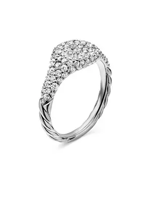 David Yurman Petite Pavé Pinky Ring In 18k White Gold