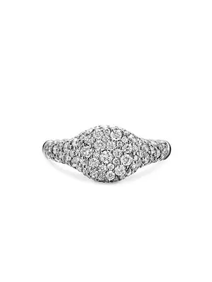 David Yurman Petite Pavé Pinky Ring In 18k White Gold