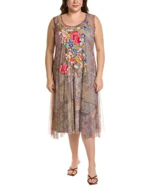 Johnny Was Johnny Was Plus Drea Mesh Slip Dress - Beige