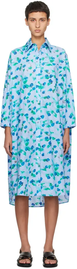 Marni Marni Blue Printed Midi Dress Reb21 Light Blue