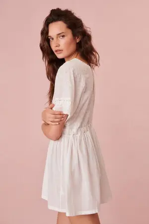 mini long sleeve mesh dress Sweetie White Mesh Long Sleeve Mini Dress - US 8
