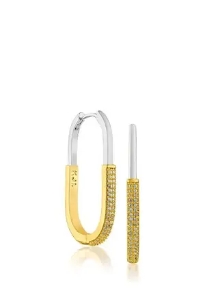 KENNETH JAY LANE Half Pave Oval Hoop Earrings