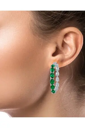 KENNETH JAY LANE Pear And Oval Cz Hoop Earrings