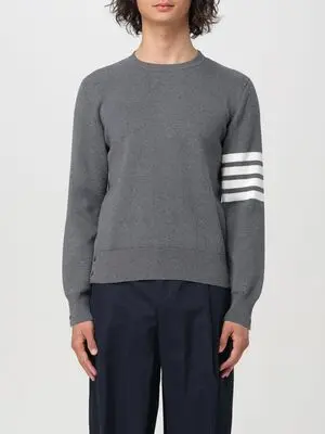 Thom Browne Four Bar Stripe Crewneck Pullover - Grey