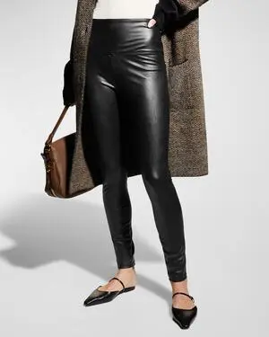 Lyssé Textured Vegan Leather Leggings - Black