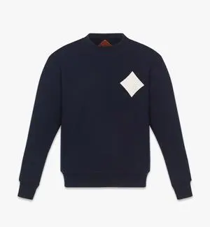 Mcm Bouclé Sweatshirt With Laurel Logo Patch - Dark Navy