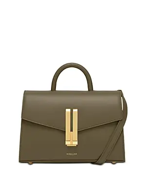 Demellier Midi Montreal Leather Crossbody - Olive/Gold | Editorialist