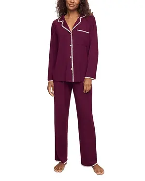 Eberjey Frida Long Pajama Set - Plum/ivory