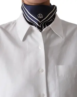 LESCARF Striped Silk Scarf - Navy