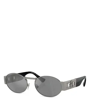 Versace Oval Sunglasses, 56mm - Gray/gray Mirrored Solid