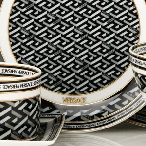 Versace La Greca Signature Salad Plate - Black