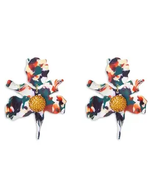 Lele Sadoughi Lele Sadoughi Crystal Ball Acetate Lily Statement Earrings Multi/gold