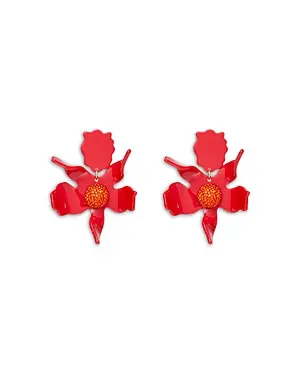 Lele Sadoughi Lele Sadoughi Crystal Ball Acetate Lily Statement Earrings Red