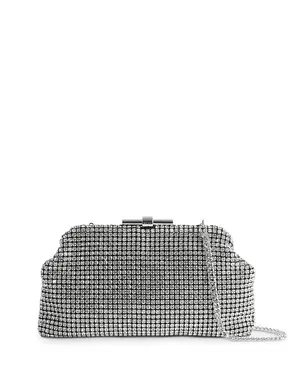 REISS Adaline Crystal Clutch - Silver