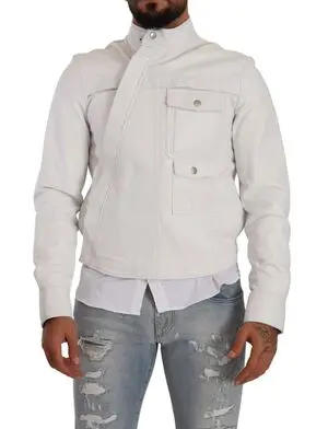 DIESEL® Leather Biker Collection Jacket - White