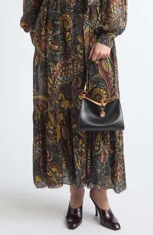 Etro Small Vela Leather Shoulder Bag - Black