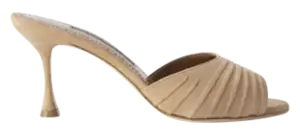 Manolo Blahnik Pirua 70 Suede Mules Tan