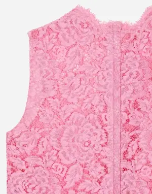 Dolce & Gabbana Branded Floral Cordonetto Lace Top