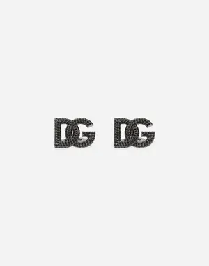 Dolce & Gabbana Rhinestone-detailed Dg Logo Cufflinks - Black