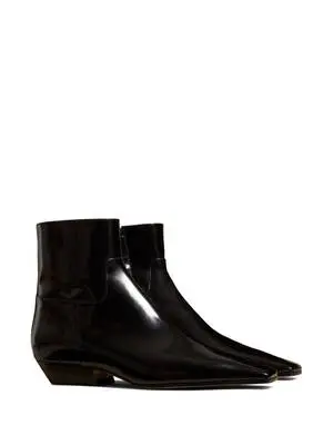 Khaite The Marfa Ankle Leather Boots - Black