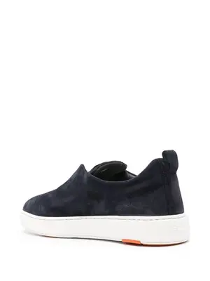 Santoni Logo-lettering Suede Sneakers - Blue